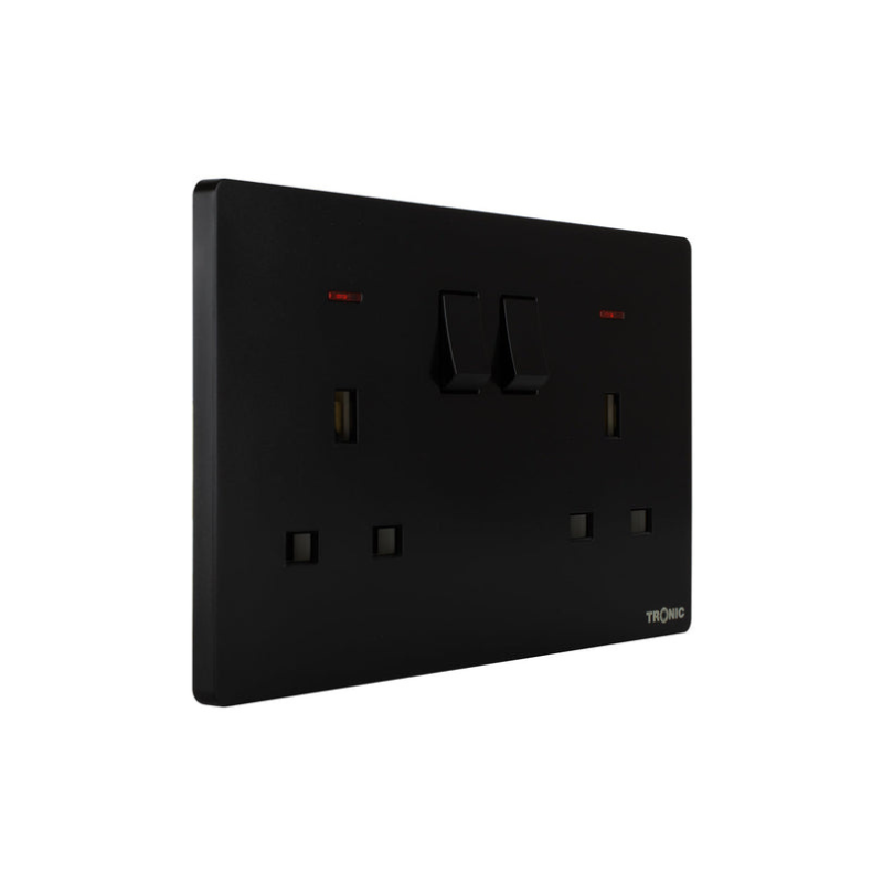 Buy Tronic Twin Switch Socket with Neon TS 5213-BK Online in TZ ...